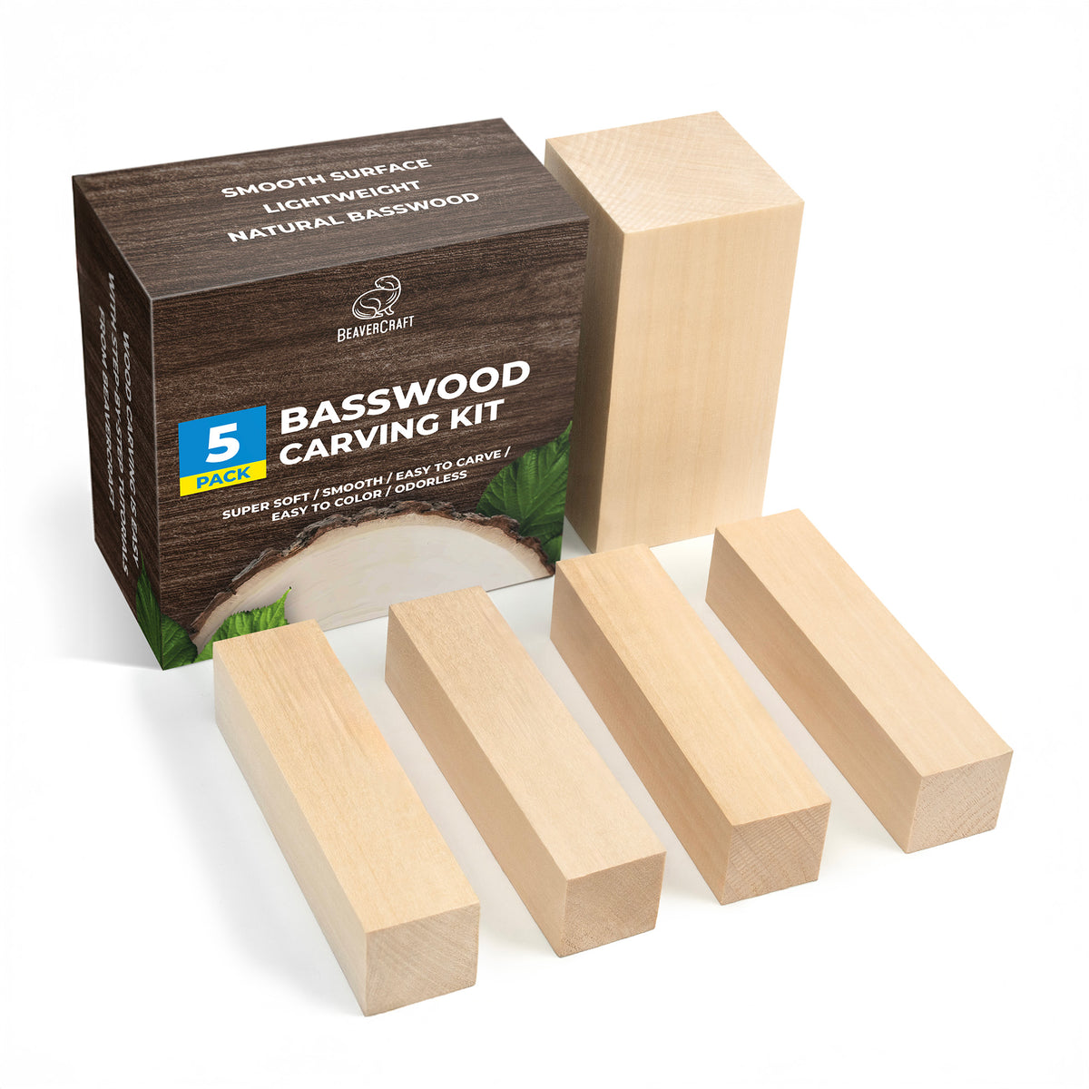 BeaverCraft Basswood Carving Blocks, Set of 5 – Brave Hardy
